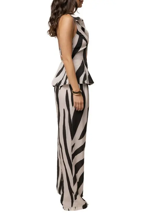 JLUXLABEL Zebra Tailored Halter Top