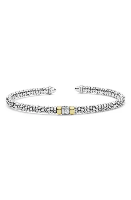 Lagos 14k Gold And Diamond Sterling Silver Caviar Open Cuff