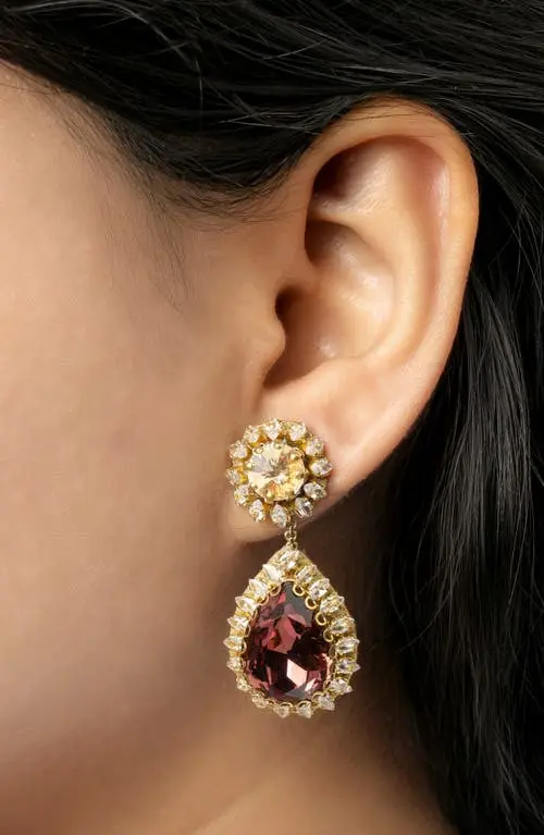 Deepa Gurnani Rekhi Drop Earrings With Crystal Clusters - Amethyst