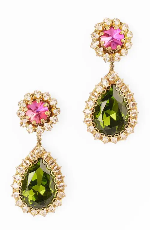 Deepa Gurnani Rekhi Drop Earrings With Crystal Clusters - Green