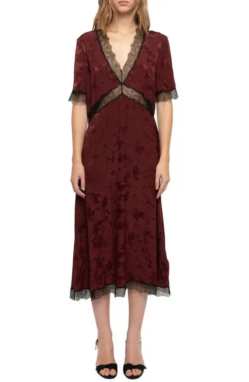 Zadig&Voltaire Redoxal Horse Jacquard Silk Midi Dress - Cherry