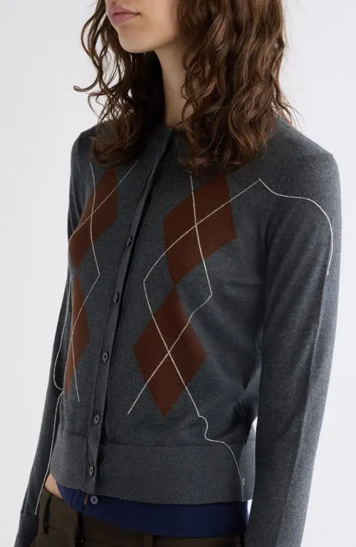Acne Studios Kohona Argyle Silk & Wool Cardigan