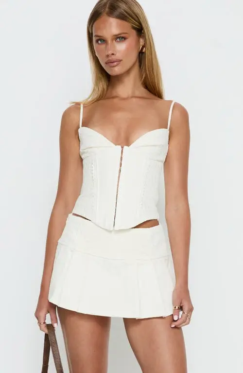 Princess Polly Amoure Pleated Micro Skort - Cream
