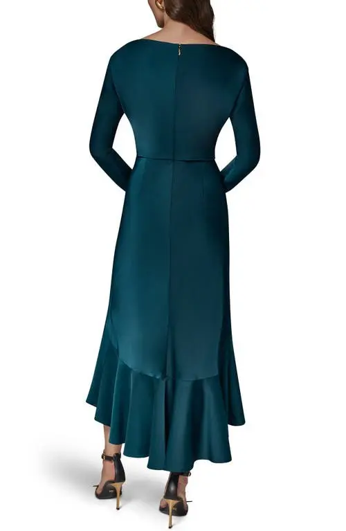 Donna Karan New York Long Sleeve Ruffle Hem High-low Dress