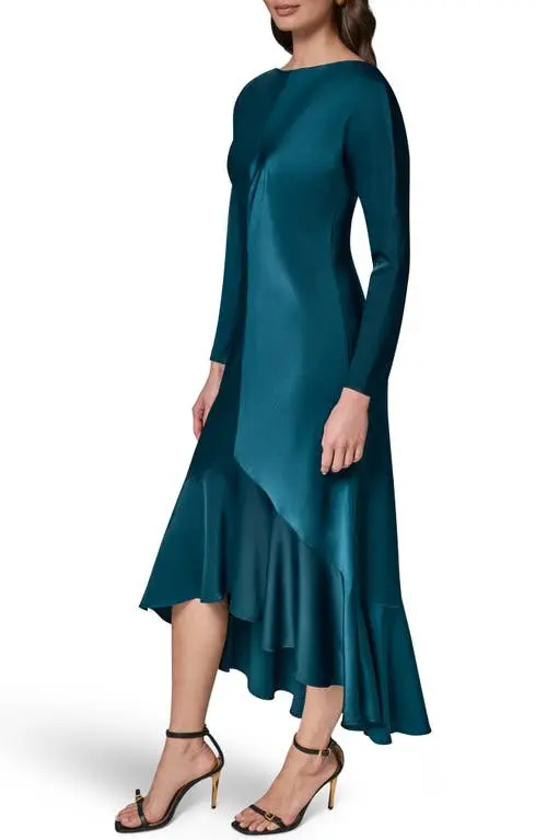 Donna Karan New York Long Sleeve Ruffle Hem High-low Dress