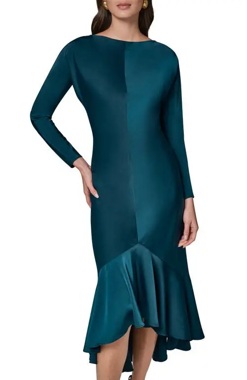 Donna Karan New York Long Sleeve Ruffle Hem High-low Dress