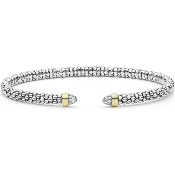Lagos Signature Caviar Sterling Silver & 14k Gold Diamond Cuff - Two-tone