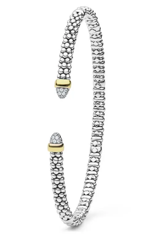 Lagos Signature Caviar Sterling Silver & 14k Gold Diamond Cuff