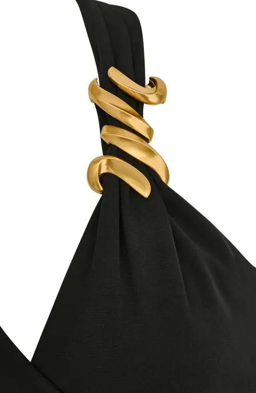 Donna Karan New York Sleeveless Jersey Gown With Hardware Detail And Slit