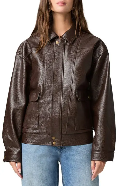 Paige Ashland Aviator-inspired Faux Leather Jacket - Dark Brown