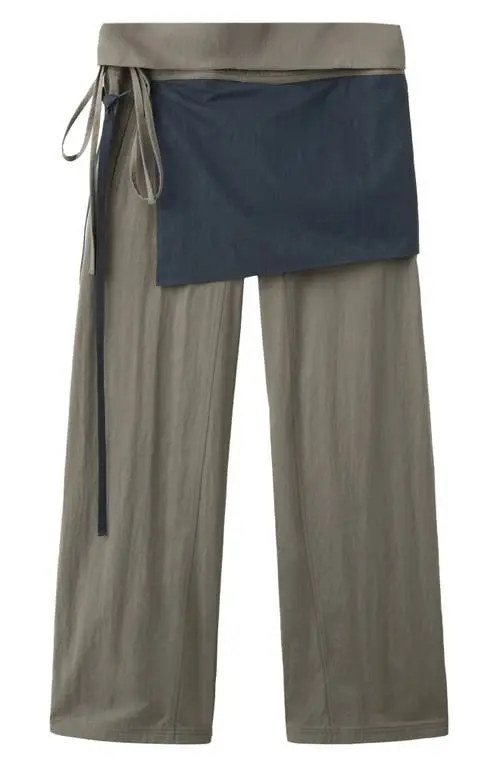 Mango Tied Overlay Wide Leg Pants - Grey