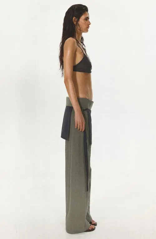Mango Tied Overlay Wide Leg Pants