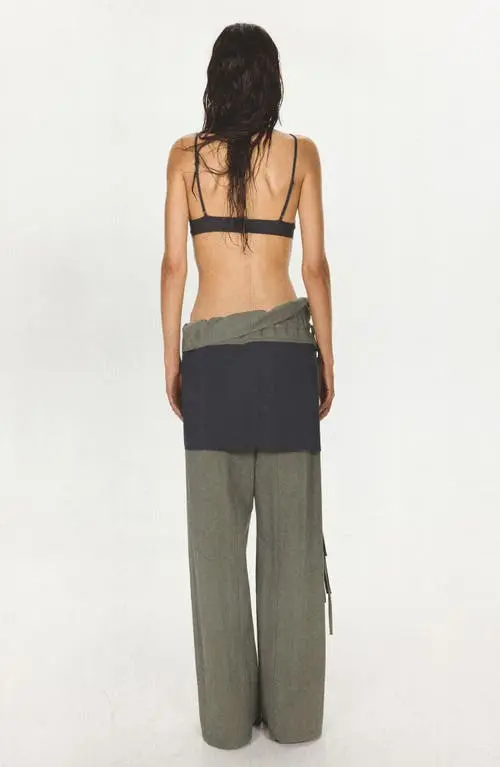Mango Tied Overlay Wide Leg Pants