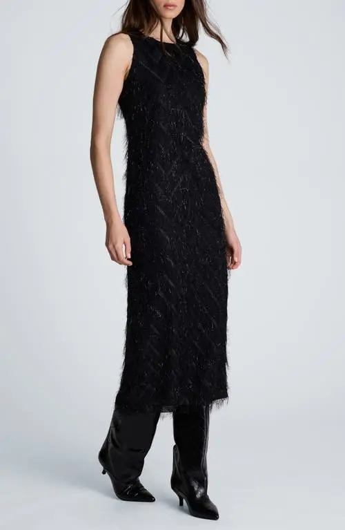 KENNETH COLE Fringe Racerback Midi Sheath Dress
