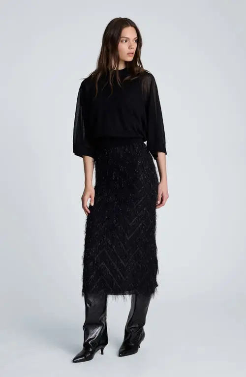 KENNETH COLE Fringe Racerback Midi Sheath Dress
