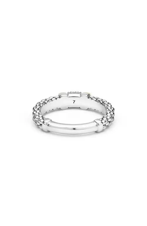 Lagos Signature Caviar 14k Gold Diamond Band Ring