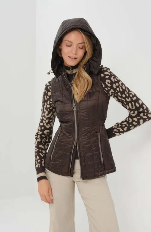 Anatomie Hooded Montreal Quilted Vest With Removable Hood