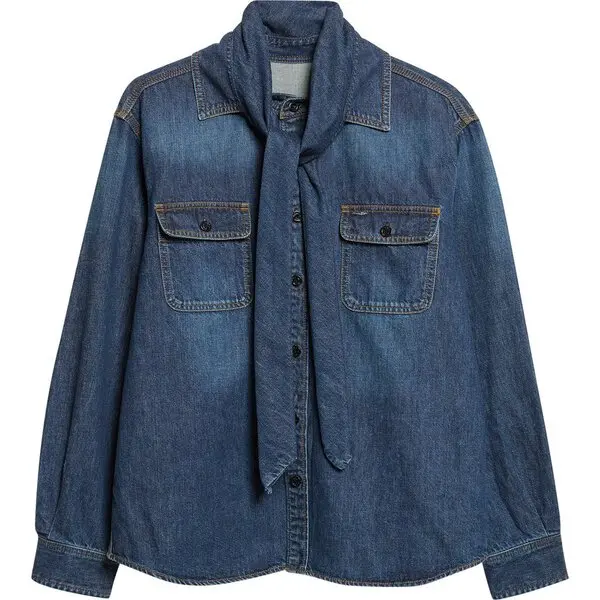 Sacai Tie Neck Denim Button-up Shirt