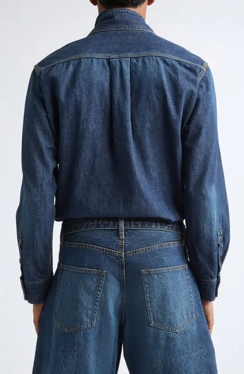 Sacai Tie Neck Denim Button-up Shirt