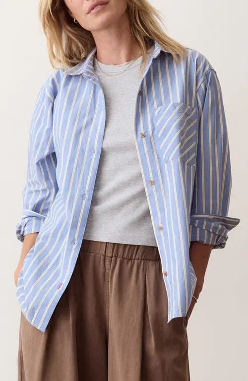Marine Layer Jane Relaxed Striped Shirt - Blue Stripe