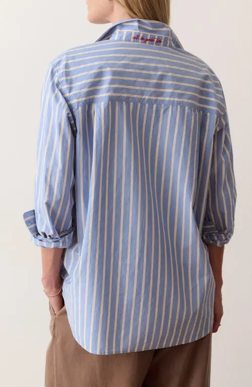 Marine Layer Jane Relaxed Striped Shirt - Blue Stripe