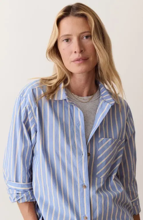 Marine Layer Jane Relaxed Striped Shirt - Blue Stripe