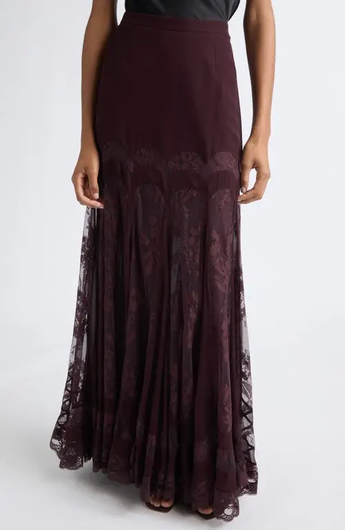 Zimmermann Valiant Panelled Silk & Lace Maxi Skirt - Brown
