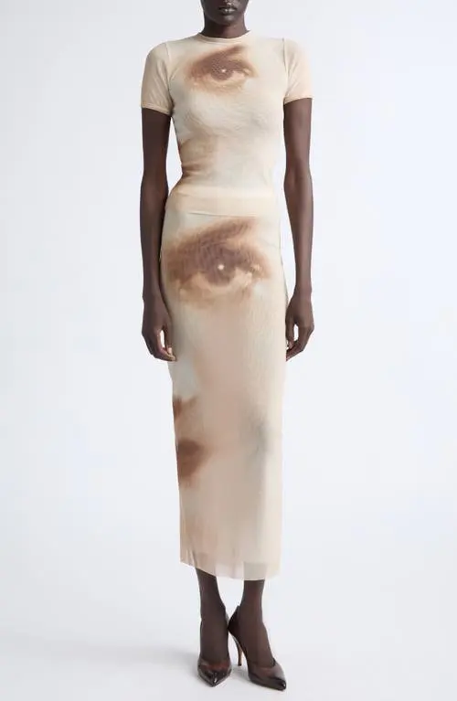 JEAN PAUL GAULTIER Printed Mesh Cropped Baby Tee