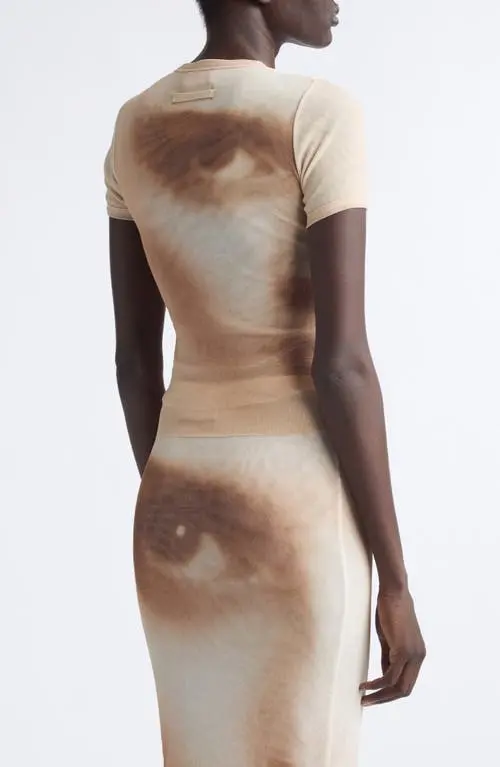 JEAN PAUL GAULTIER Printed Mesh Cropped Baby Tee