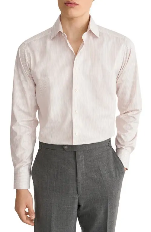 Eton Slim Fit Striped Shirt - Light Beige