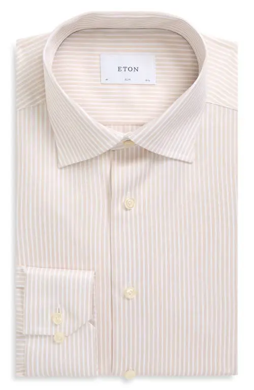 Eton Slim Fit Striped Shirt - Light Beige