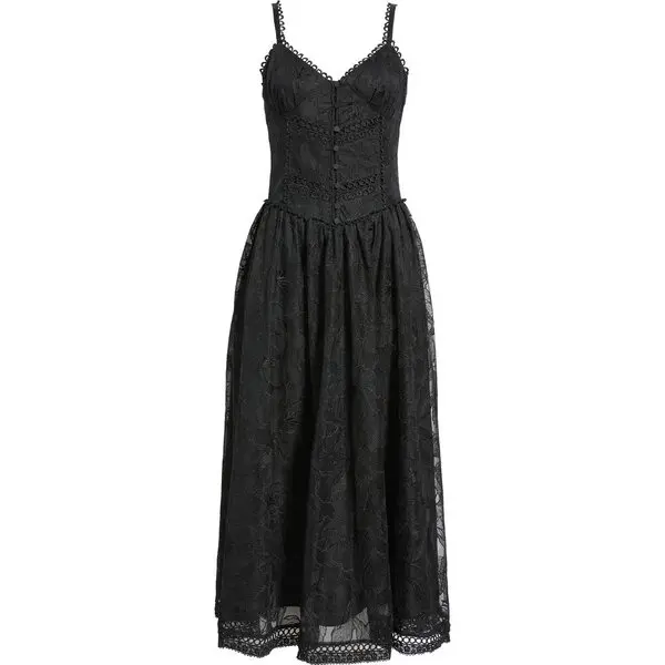 EN SAISON Floral Embroidered Corset Maxi Dress
