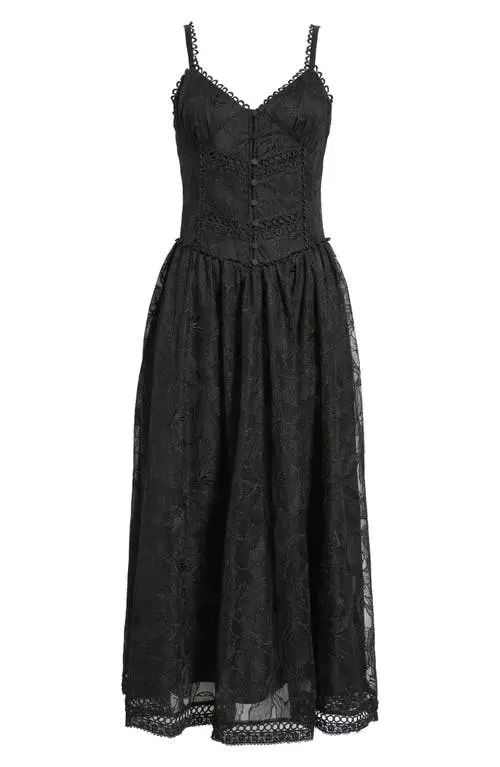 EN SAISON Floral Embroidered Corset Maxi Dress