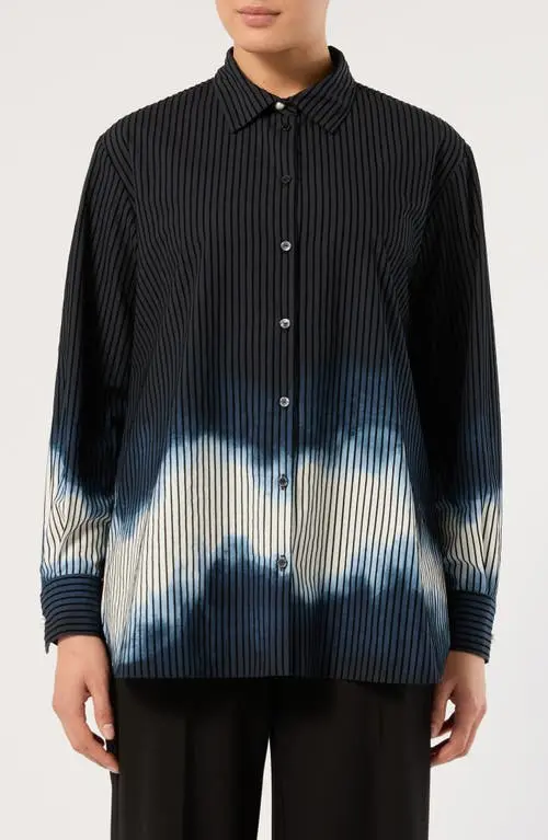 Marina Rinaldi Long Sleeve Graphic Print Shirt - Blue/black