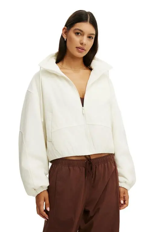 Cotton:on Polar Fleece Padded Bomber Jacket - Cloud Dancer