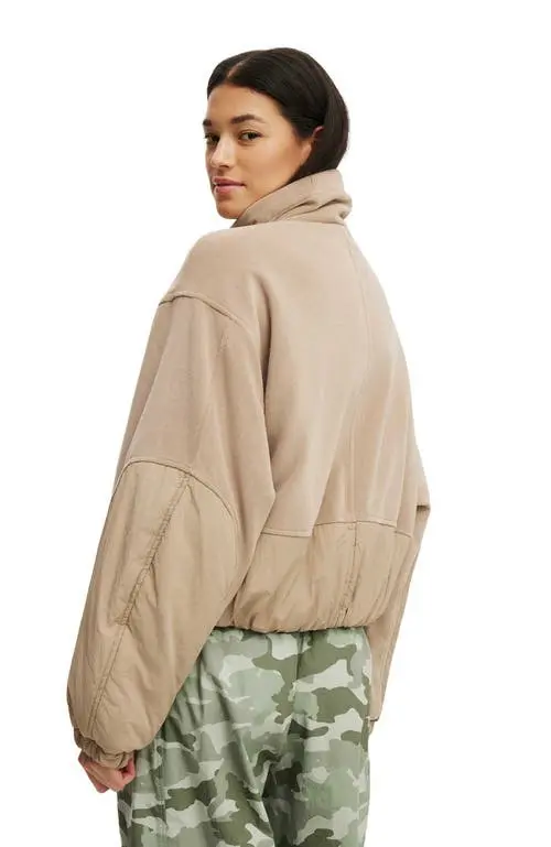 Cotton:on Polar Fleece Padded Bomber Jacket - Latte