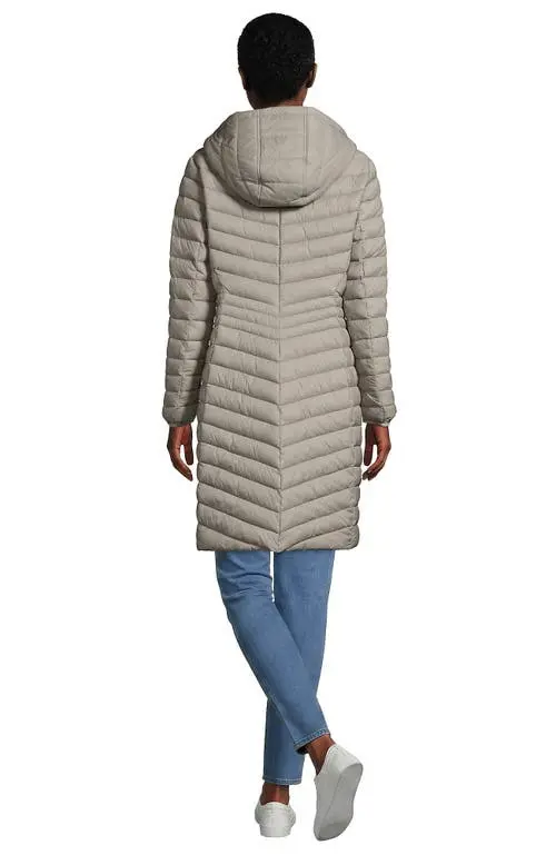 LANDS' END Ultralight Packable Down Coat - Soft Mushroom