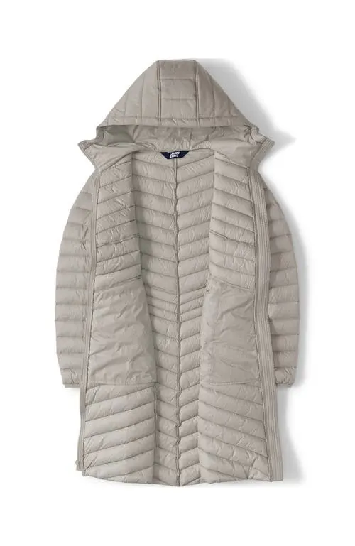 LANDS' END Ultralight Packable Down Coat - Soft Mushroom