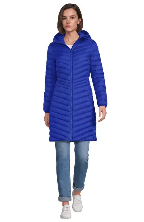 LANDS' END Ultralight Packable Down Coat - Vibrant Lapis