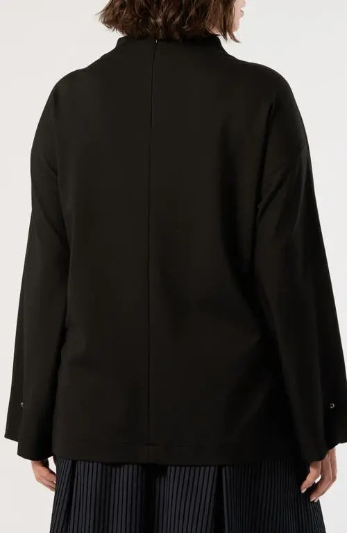 Marina Rinaldi Faux Leather Trim Sweatshirt