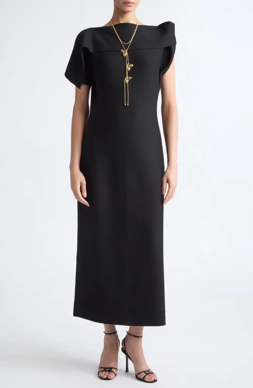 Oscar De La Renta Drape Neck Sweater Dress - Black