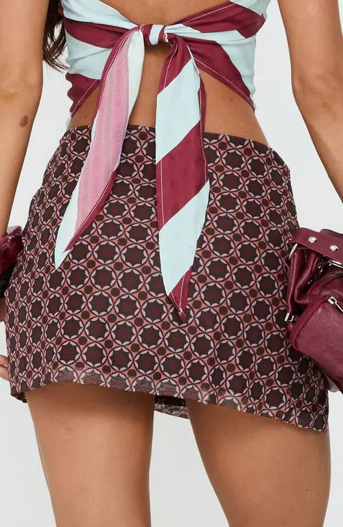Princess Polly Aztro Micro Miniskirt With Geometric Print And Side Slit