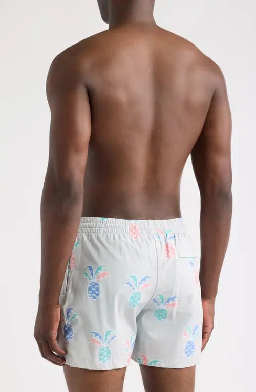 CHUBBIES Prickle Down Economics Swim Trunks With Pineapple Print - Light/pastel Grey