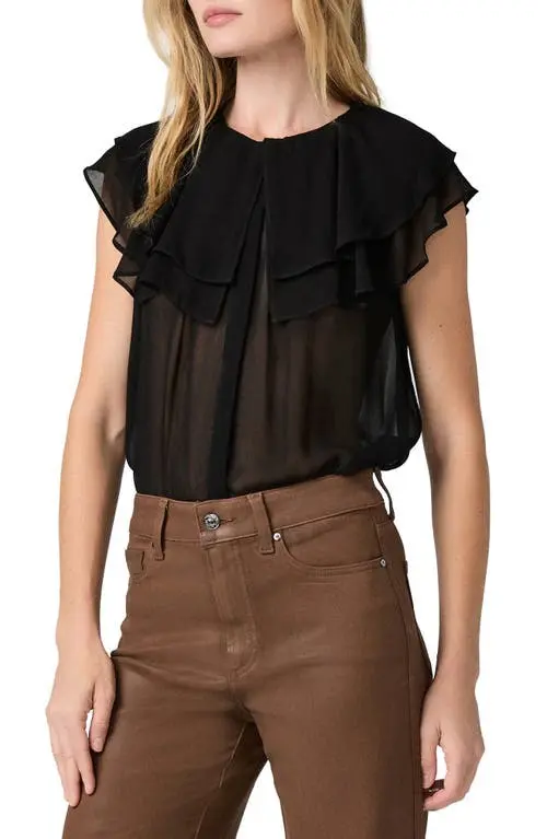 Paige Lucia Double Ruffle Collar Top - Black