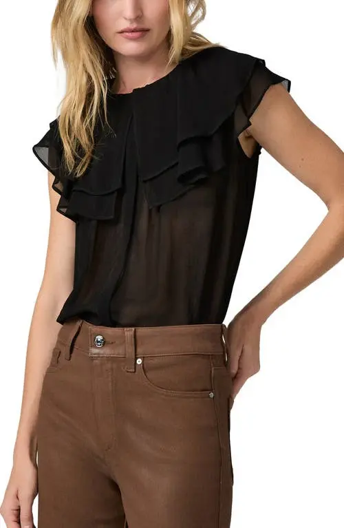 Paige Lucia Double Ruffle Collar Top - Black