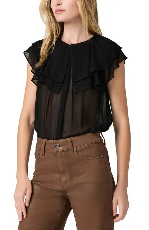 Paige Lucia Double Ruffle Collar Top - Black
