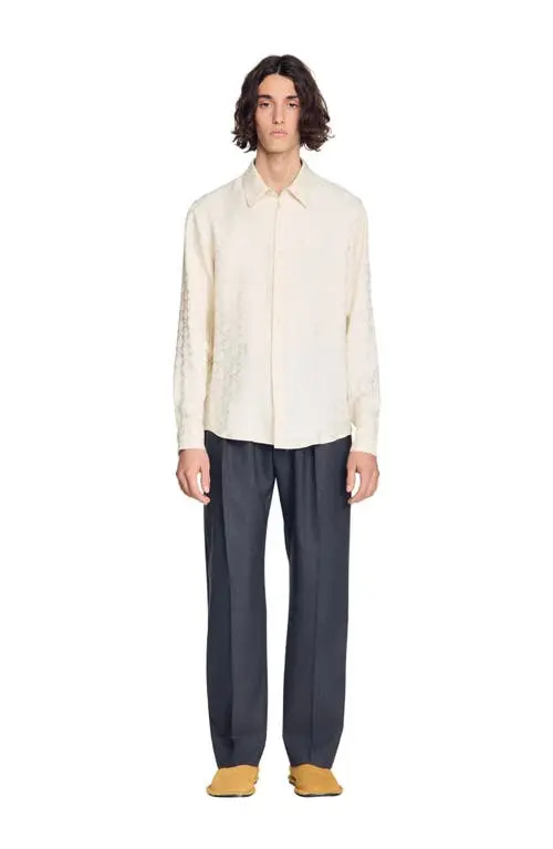 Sandro Square Cross Loose-fit Shirt - White