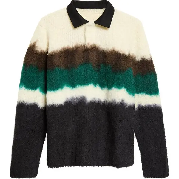 Sacai Chusen Dyed Wool Blend Polo Sweater