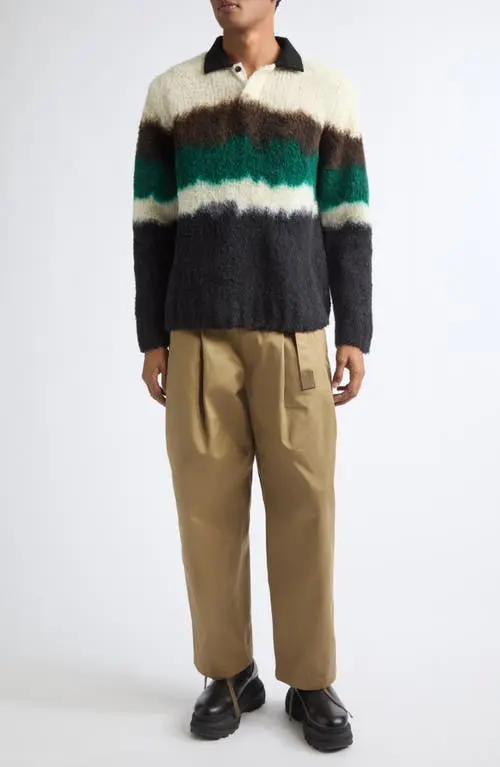 Sacai Chusen Dyed Wool Blend Polo Sweater - Black Multi