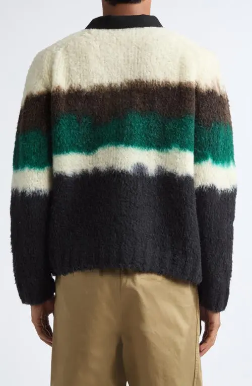 Sacai Chusen Dyed Wool Blend Polo Sweater - Black Multi